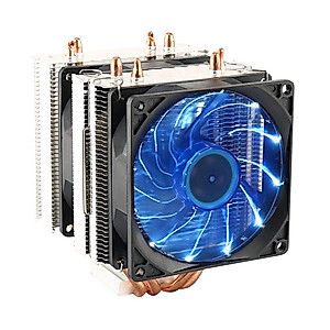CPU Cooler Dual Fan PC Heatsink， LED Fan Computer CPU Air Cooling Cooler Radiator，Universal Socket Solution