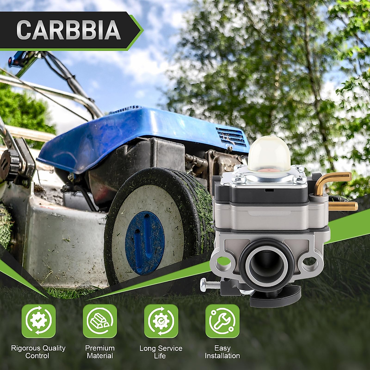 Carbbia 753-06258 Carburetor for Craftsman MTD 316.794011 Blower for Homelite UT33650 UT33650B for Cub Cadet CC148 Tiller for Ryobi RBC430SBSB Brush Cutter