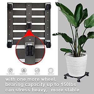 CERBIOR Plant Caddy Heavy Duty Plant Pot with 5 Rolling Wheels Indoor/Outdoor Holds up to 14 Inches and 150 Lbs Strong and Sturdy Design (14 Inch Square, Charcoal)
