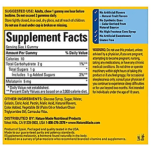 Nature Made Melatonin 5mg, 100% Drug Free Sleep Aid for Adults, 70 Gummies, 70 Day Supply