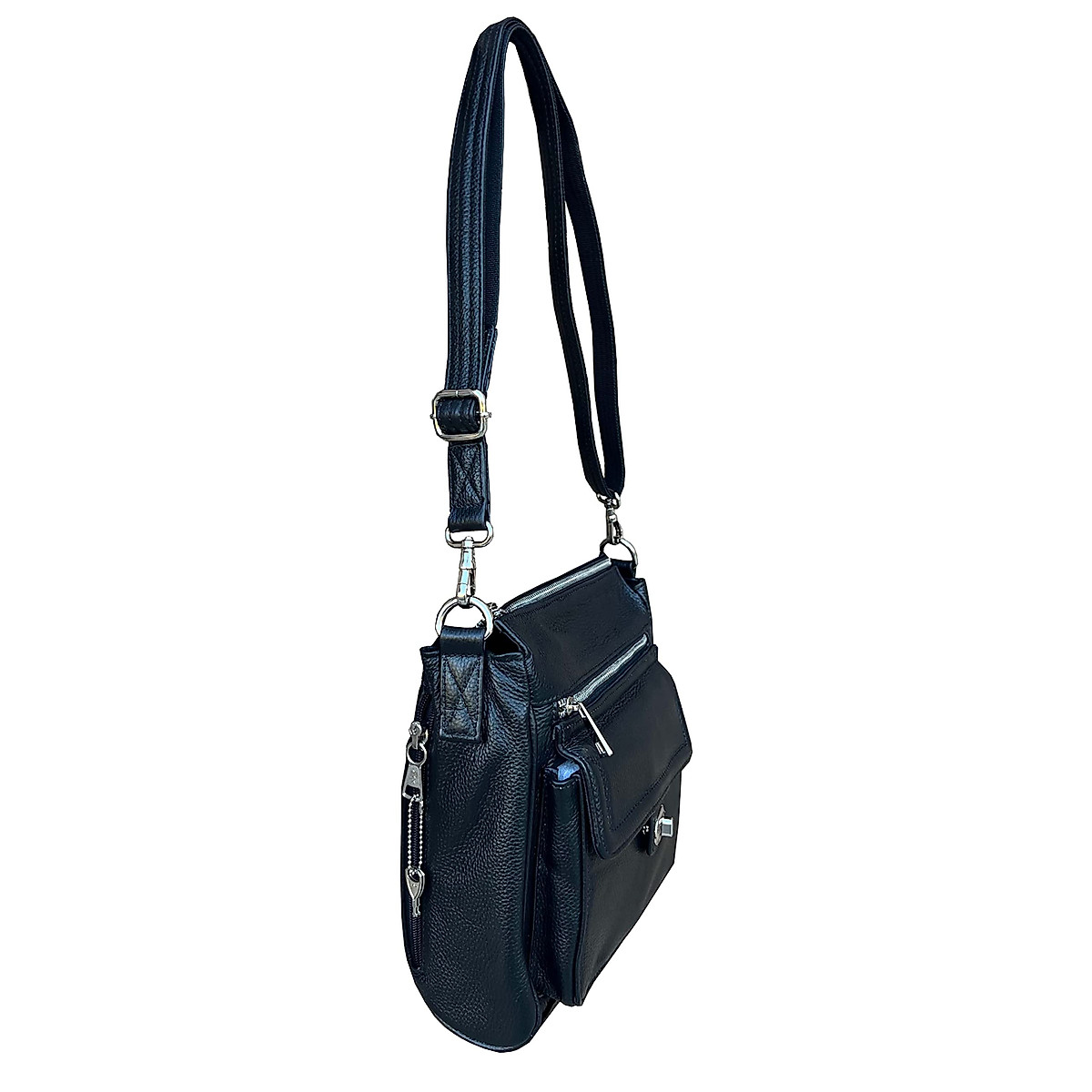 Roma Leathers Cross Body Concealment Purse - Premium Cowhide Leather Handbag - Multiple Pockets - Wire Reinforced Detachable Shoulder Strap - YKK Lockable Zipper - Designed in U.S.A. - Dual Gun Entry