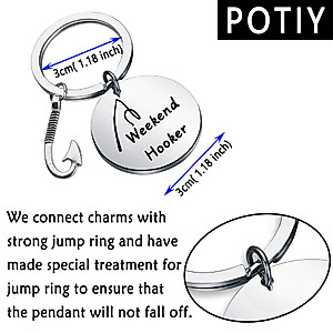 POTIY Fishing Jewelry Fish Hook Keychain Weekend Hooker Fish Hook Fishing Hooker Hook Line Fishing Gift for Fishing Lover Gift (Fish Hook Keychain)