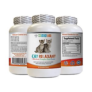 MY LUCKY PETS LLC cat Anxiety Relief - Advanced Relaxant for Cats - Calms Down Your CAT - Anxiety Relief Complex - Chamomile for Cats - 1 Bottle (90 Chewable Tablets)