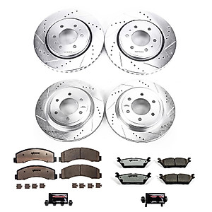 Power Stop K8026-36 Front and Rear Truck & Tow Drilled and Slotted Rotors and Z36 Carbon-Fiber Ceramic Brake Pads Brake Kit For Ford Expedition Ford F-150 Linicoln Navigator