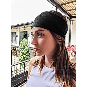 Styla Hair Solid Headband for All Hair Types – 6 Pack Wide Headbands for Women in Soft Stretch Fabric for All Day Wear – Trendy & Stylish Headbands for Women's Hair (Black)