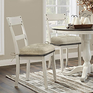 Shinnwa Chair Cushions for Dining Chairs 4 Pack, Tufted Memory Foam Kitchen Seat Cushions, Non-Slip Chair Pads with Ties, 16.5” x 16.5” x 3.5”, Beige, Set of 4