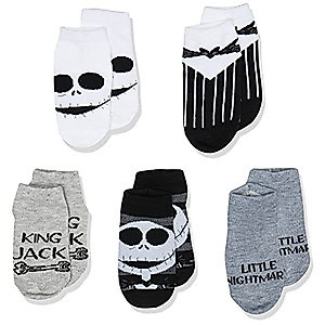 Disney unisex baby Disney Nightmare Before Christmas 5 Pack Shorty Socks, Black White Multi, 2-4T US