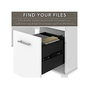 Bush SET013WH 60-Inch W Office Desk w/Lateral File Cabinet and 5-Shelf Bookcase White