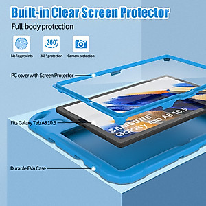RTOBX Kids Case for Samsung Galaxy Tab A8 10.5 Inch 2022, Galaxy Tab A8 Case with Screen Protector, Shockproof Handle Stand Case for Samsung Galaxy Tab A8 10.5” 2022 (SM-X200/SM-X205/SM-X207), Blue