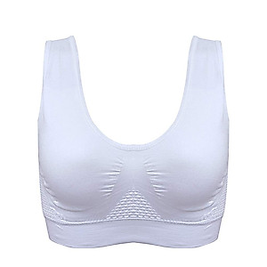 Womens Comfort Sports Bra Seamless Wide Strap Workout Yoga Bra Breathable Stretch Everyday Bra with Removable Pads S-6XL