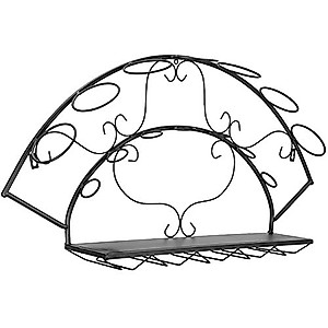 Sorbus® Wine Bottle Stemware Glass Rack Wall Mounted - Bordeaux Chateau Style - Holds 7 Bottles of Your Favorite Wine - Elegant Storage for Kitchen, Dining Room, Bar, or Wine Cellar (Black)