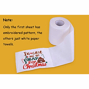 Christmas Embroidered Toilet Paper Decorations - Xmas Party/White Elephant/Gag Gift/Bathroom Decor