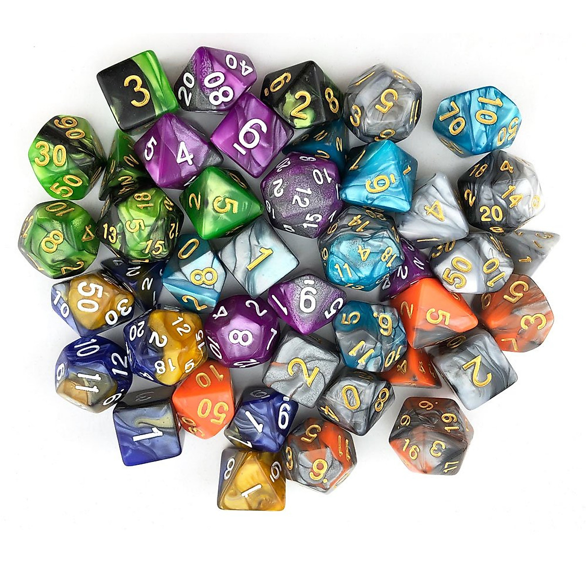SmartDealsPro Double-Colors Polyhedral Dice Sets with Pouches for D&D DND RPG MTG Dungeon and Dragons Table Board Roll Playing Games D4 D6 D8 D10 D% D12 D20 (6-Color Sets)