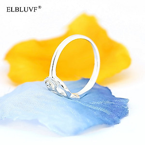ELBLUVF 925 Sterling Silver Elephant Animal Lucky Ring Jewelry Bridesmaid Gift Favor (8)