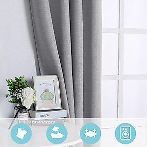 LUSHLEAF Blackout Curtains for Bedroom/Living Room/Kitchen Thermal Insulated Grommet Linen Look Room Darkening Curtain Primitive Window Draperies 2 Panels,52 x 84 inch Grey