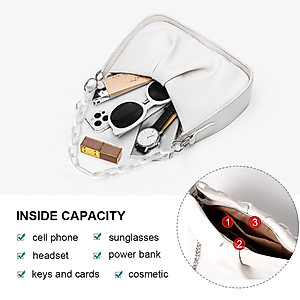 Gxamz Womens Shoulder Cloud Bag with Chain Dumpling Purse Clutch Handbag Small Leather Bags (white)