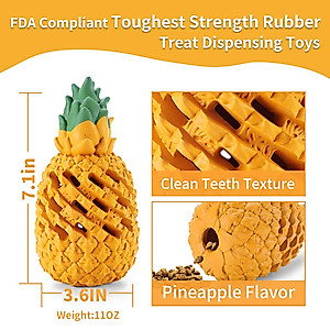 LPHSNR Upgrade Dog Toys for Aggressive Chewers Large Dogs, Tough Dog Chew Toys for Medium Large Dogs Breed Indestructible, Dental Clean Dispensing Toys Pineapple Shape Design