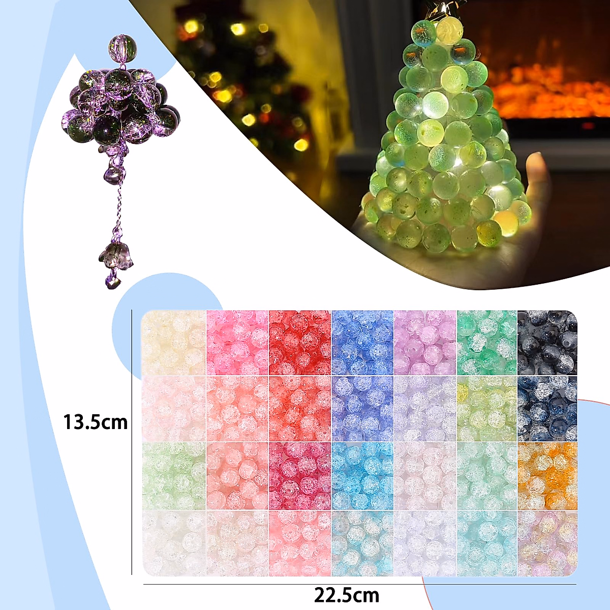 700pcs Crack Glass Beads for Jewelry Making -AIXPROBEAD 8MM Beads Bracelet Making Kit with Crystals, Charms, and Friendship Bracelet Beads - Jewelry Making Supplies for Adults and Girls