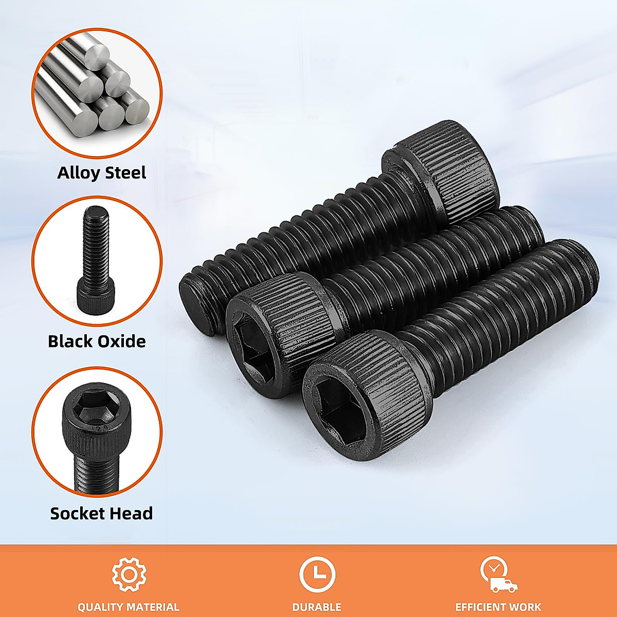 M3 x 10mm Socket Head Cap Screws, Grade 12.9 Alloy Steel Black Oxide, Allen Socket Drive, Machine Thread, Quantity 100
