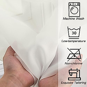 Simplebrand Sheer Curtains 72 Inches Long 2 Panels for Living Room, Dual Rod Pockets Airy Window Treatments Voile Curtains Sheer Panels Lightweight for Front Back Patio Glass Door, Ivory, 42" Width