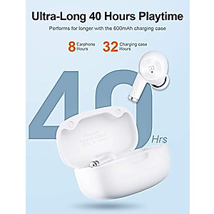 Bluedio Bluetooth Mini Wireless Earbuds, Ei Wireless Headphones in-Ear Earphones with Charging Case, 40Hrs Playtime, Car Headset Built-in Mic Support Wireless Charging for Cell Phone, Sport, White