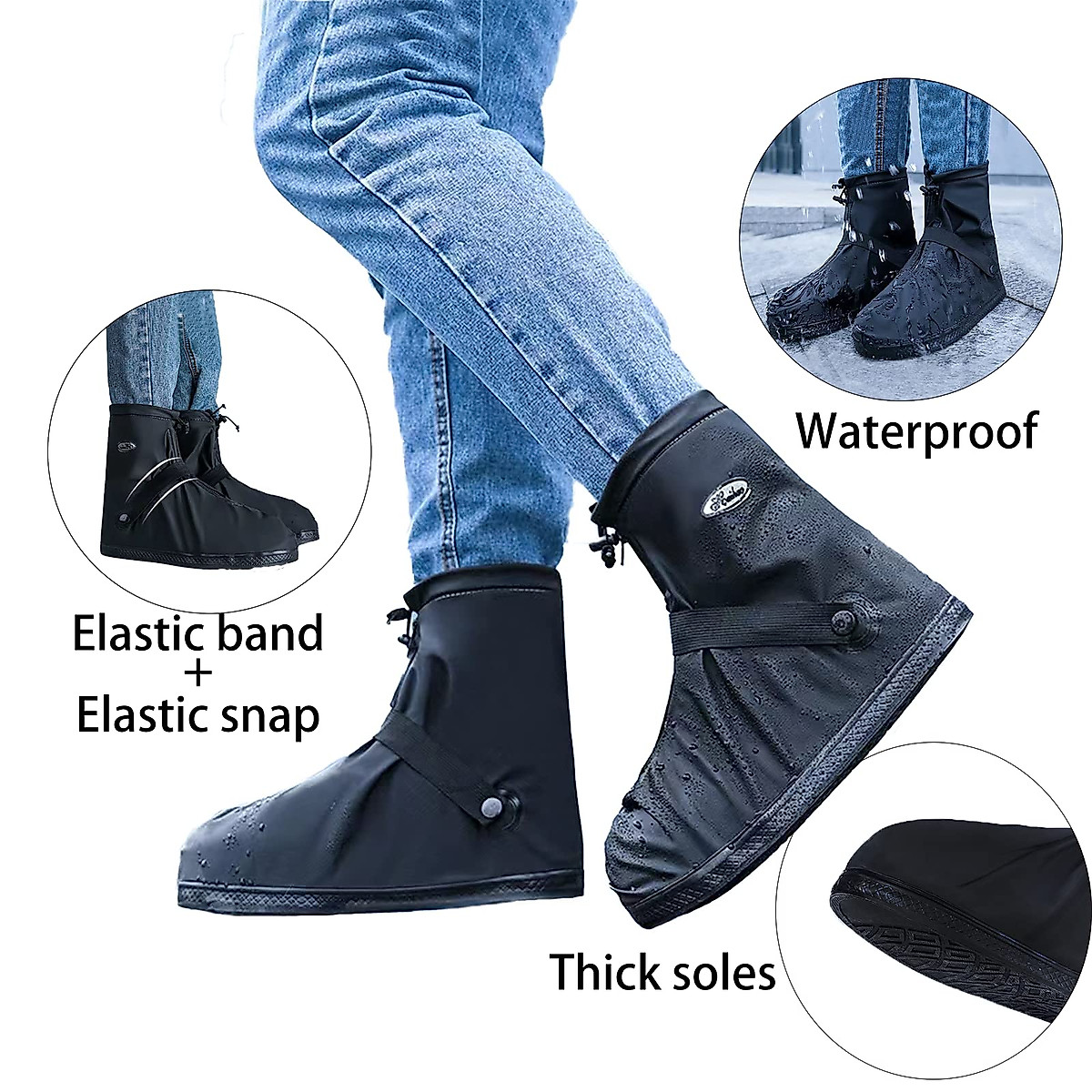 Tachitali Waterproof Shoe Covers for Rain and Snow Boot Covers Waterproof Reusable & Foldable(3XL)