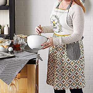 DII Women's Spring & Summer Apron Collection Adjustable, Two Large Pockets & Extra Long Ties, One Size Fits Most, Sweet Bee
