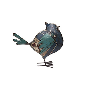 DeKulture Antique Bird Figurine: Vintage Metal Sculpture, Bird Statues for Collection, Rustic Home Accents (9.5x1.5x9 Inches)