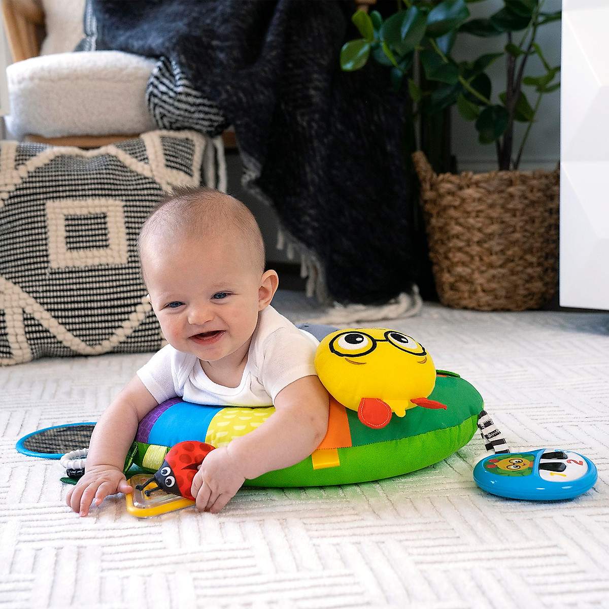 Baby Einstein Cal-a-Pillow Tummy Time Activity Pillow, Multisensory, Cal The Caterpillar, Ages 0+ Months