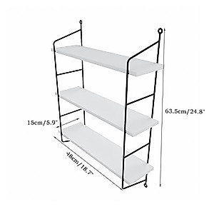 White Floating Shelves Wall Mounted 3-Tier，Storage and Display Rack for Bathroom,Kitchen, Bedroom,Living Room,etc,Sturdy Wood and Metal Hanging Shelf Wall Decor