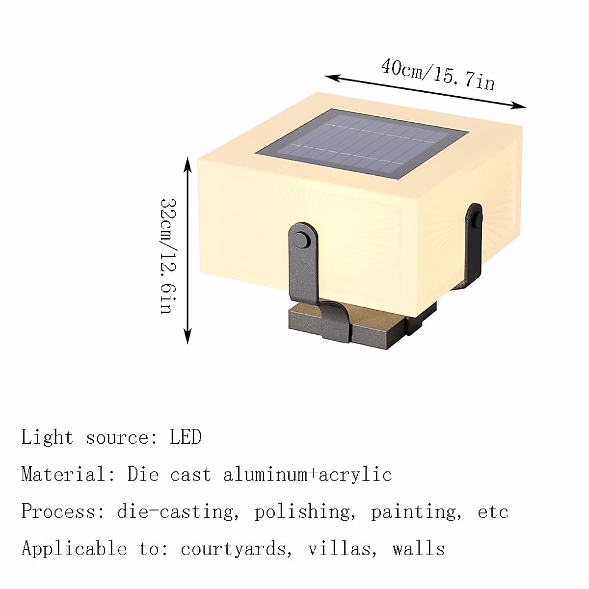BEMITH Solar Post Lights Outdoor Stainless Steel Waterproof Courtyard Column Light Square Wall Stigma Lamps Decorations Landscape Lighting for Garden Villa Gate Fit 4X4, 5X5 Or 6X6 Wooden Posts