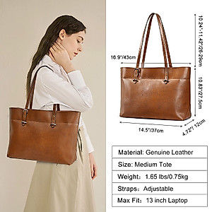 S-ZONE Women Vintage Genuine Leather Tote Shoulder Bag Handbag Upgraded Version Large