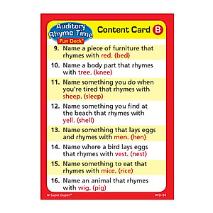 Super Duper Publications | Auditory Rhyme Time Fun Deck Flash Cards | Educational Learning Resource for Children