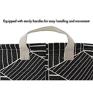 Mziart 19.7" Large Geometric Printed Foldable Laundry Hamper Bag Laundry Basket Sorter, Canvas Fabric Storage Basket Bin Home Organizer Containers for Nursery Baby Kids Toys