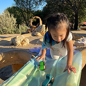 Avery & Ruth Waldorf Toys Rainbow Car Set - 70” x 35” Silk Scarf for kids to play- 7 Handmade Wooden Car - 3 Peg Dolls - Montessori Rainbow Toy - 100% Silk