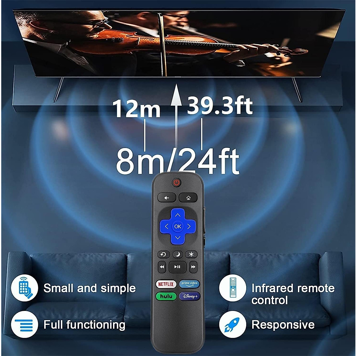 Rupmmehon (Pack of 2) Replacement Remote Control Universal for Roku TV/for Hisense/Element/TCL/Sharp/Onn/Philips/Hitachi/JVC Roku Series Smart TVs