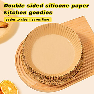 Air Fryer Disposable Parchment Paper Liner: 6.3 or 7.9 Inch 100PCS Round Unbleached Silicone Paper for 4QT to 10QT Airfryer Toaster Oven Basket (7.9Inch（100PCS）)