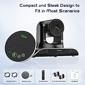 Tenveo 3X PTZ Camera Conference Room Camera 3X Optical Zoom + USB Speakerphone for Skype Zoom (VHD3U-M3)