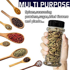 OJYUDD 8 Pack 5.5 Oz Plastic Round Spice Bottles with Black Shaker Lids,Reusable Seasoning Containers Jars,Clear Plastic Bottle Containers with Shaker Lids for Powders,Spice,Herbs,Glitters
