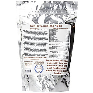 Vibrant Pets SC16 Senior Complete Dog Immune System Supplement | Older Dog Muscle and Joint Supplement with Probiotics and Enzymes for Digestion | Nutrient-Rich Skin and Coat Immune Booster Powder, 16 oz.