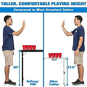 GoPong PRO 8 Foot Premium Beer Pong Table - heavy-duty (Black, 36-Inch Tall)