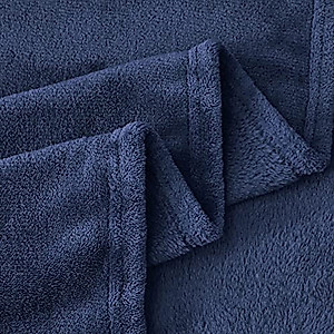 RUIKASI Fleece Throw Blanket Single - Plush Fuzzy Flannel Blanket Navy Blue for Single Size Bed, Super Soft Warm Blanket for Sofa and Couch, Fluffy Blanket 50x60 Inches
