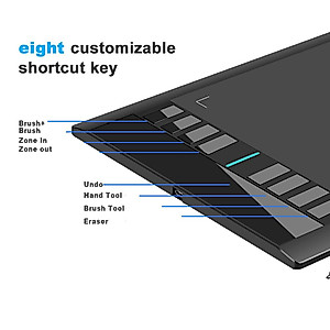 UGEE Graphics Drawing Tablet, M708 V2 Upgrade Support Android Phone 10x6 Inch Ultra Thin Large Graphics Drawing Tablets Art Pad with 8 Hot Keys 8192 Level Battery-Free Stylus for Win Creation Sketch