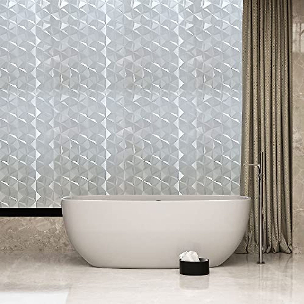 3D Window Privacy Film, Frosted Glass Window Film,Vinyl Decorative Window Decals, UV Blocking Window Coverings Static Clings No-Glue Window Film (23.6 x 78.7 inch)