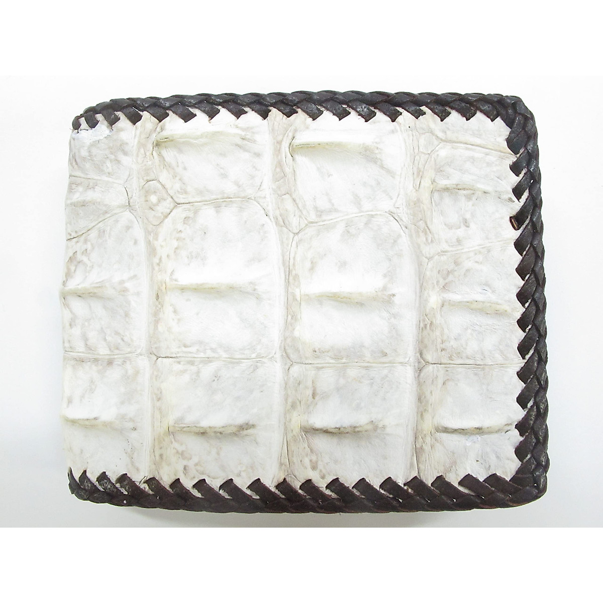 Pelgio Genuine Crocodile Alligator Backbone Skin Handmade Bifold Wallet (Natural)