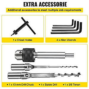 VEVOR Woodworking Mortise Machine, 1/2 HP 1400RPM Powermatic Mortiser, With Movable Work Bench Benchtop Mortising Machine, For Making Round Holes Square Holes Or Special Square Holes In Wood