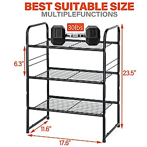 wkokos 3-Tier Small Shoe Rack, Stackable Narrow Shoe Shelf Storage Organizer, Heavy Duty Metal Free Standing Shoe Rack for Entryway Closet Doorway, Black