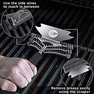 KP 3 in 1 Dream Set- Safe Grill Cleaning Kit - Bristle Free Grill Brush for Outdoor Grill w/Grill Scraper +Heavy Duty Grill Mat|Best BBQ Brush for Grill Cleaning | Grill Accessories for All Grills