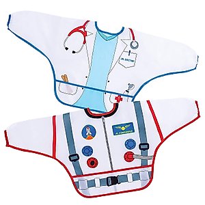 Dreambaby Food & Fun Character Bibs Baby Smocks with Sleeves - Model L560BB - 2 Pack (Astronaut & Doctor)