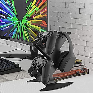 NBCP Controller Holder, Gaming Headset Stand Mount for PS5 / PS4 / Xbox Series X S/Xbox One/Nintendo Switch/Headset Aluminum Metal Holder Universal Gamepad Gaming Controller Accessories